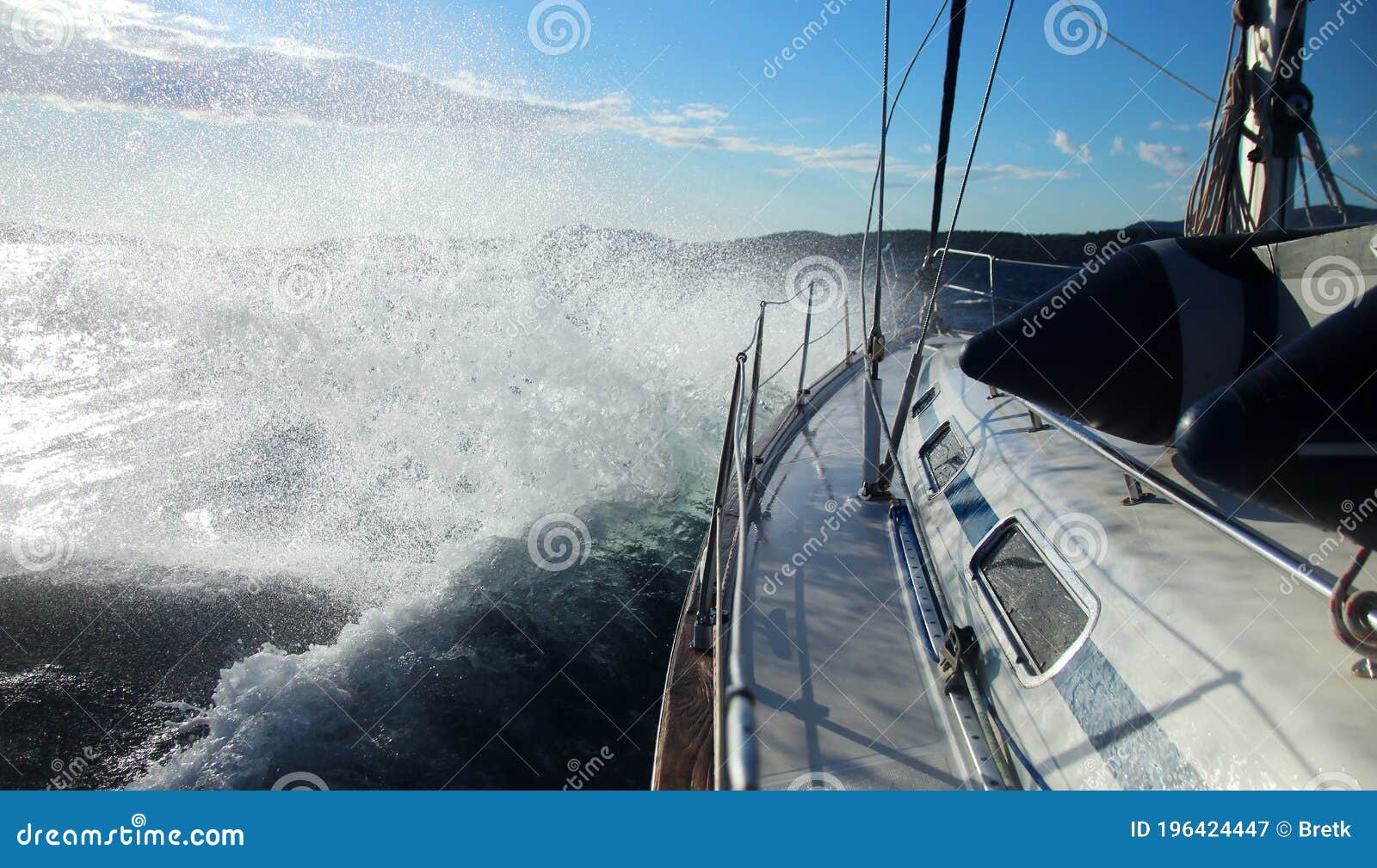 Sailing in big waves stock image. Image of vacation - 196424447