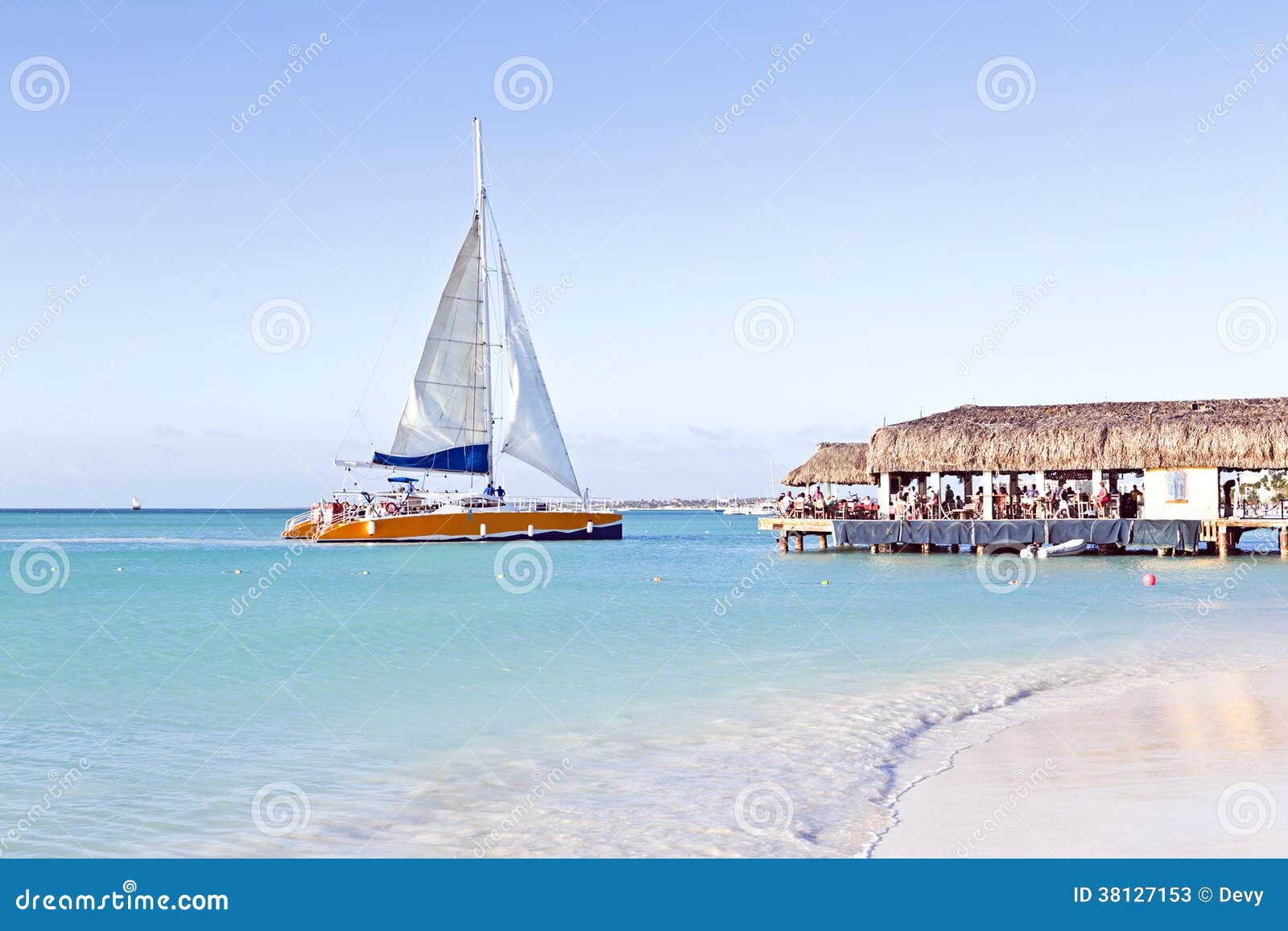 Sailing in the Blue Caribic Sea Stock Image - Image of leisure, dock ...