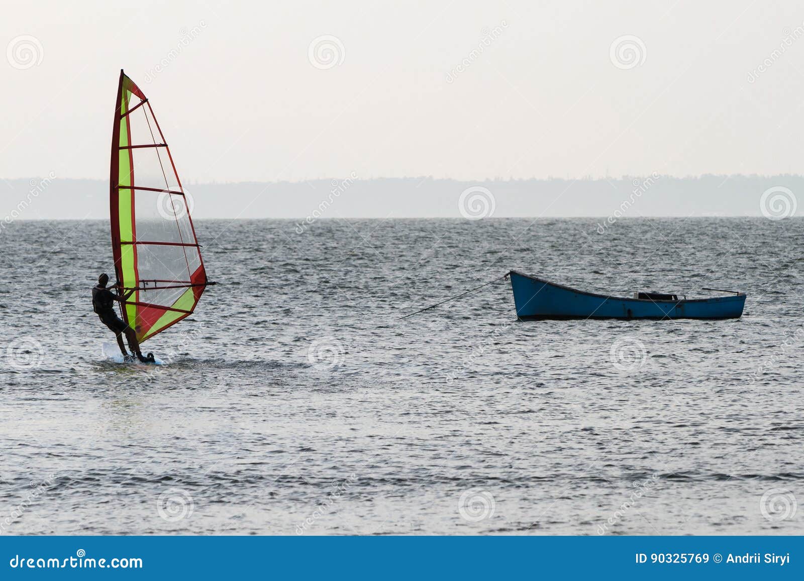 Sailing Board in the Sea, Windsurfing. Stock Image - Image of active ...