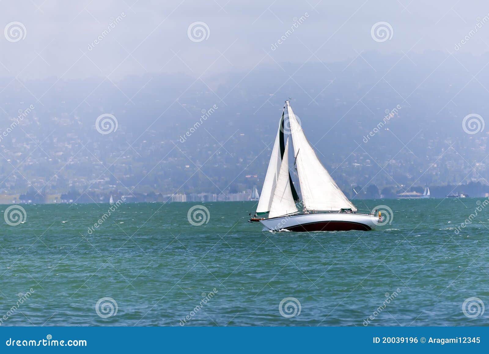 Sailing boat in the bay stock photo. Image of seascape - 20039196