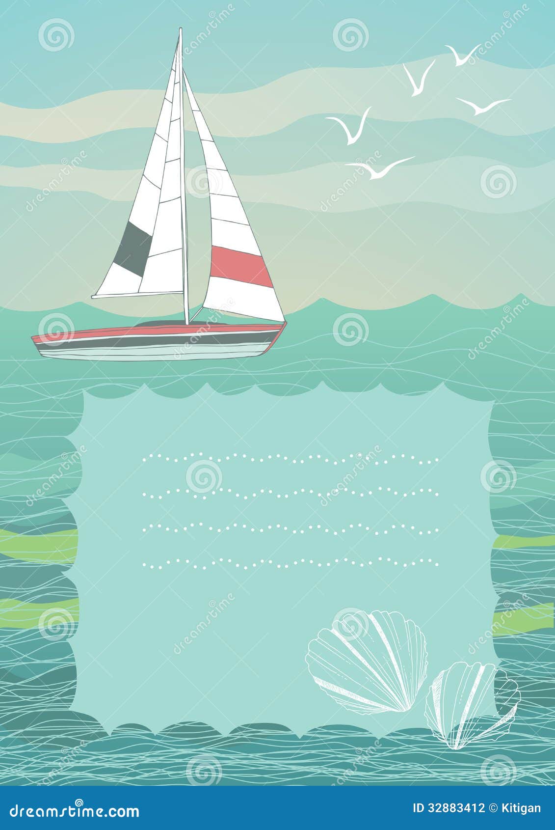Sailing Boat and Blank stock vector. Illustration of seagull - 32883412