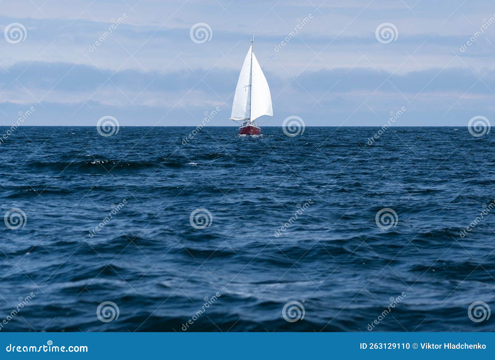 Sailing Boat on Blue Open Sea Stock Photo - Image of travel, yacht ...