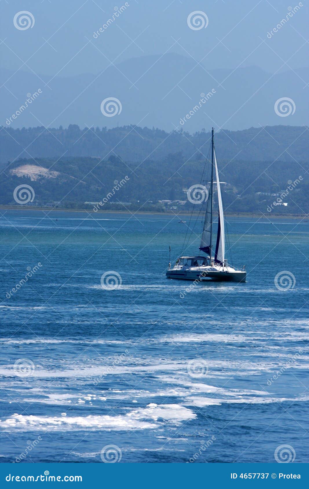 Sailing boat on blue water stock image. Image of sailboat - 4657737