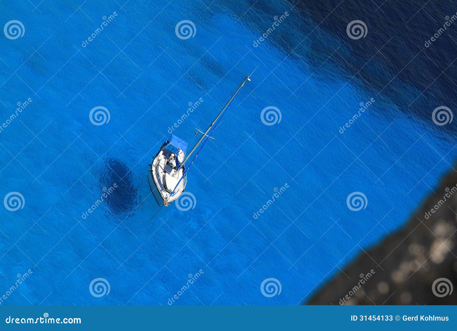 Sailing boat in blue water stock image. Image of luxury - 31454133