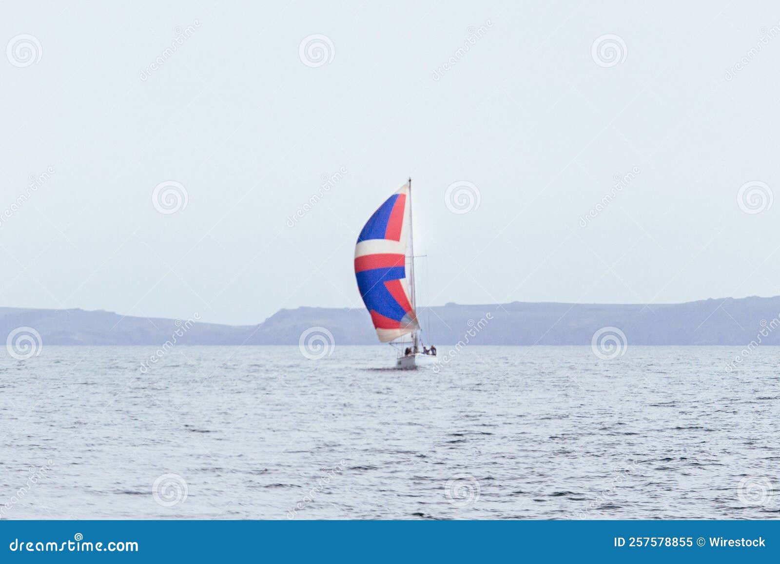 Sailing Boat with a Colorful Spinnaker Stock Image - Image of outdoor ...