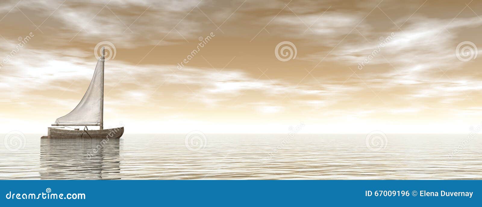 Sailing boat - 3D render stock illustration. Illustration of quiet ...