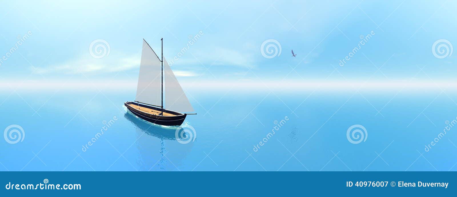 Sailing Boat, 360 Degrees Effect - 3D Render Stock Illustration ...