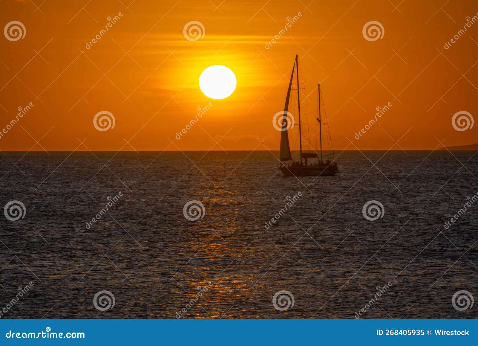 Sailing Boat Floating in the Sea at Sunset Editorial Image - Image of ...
