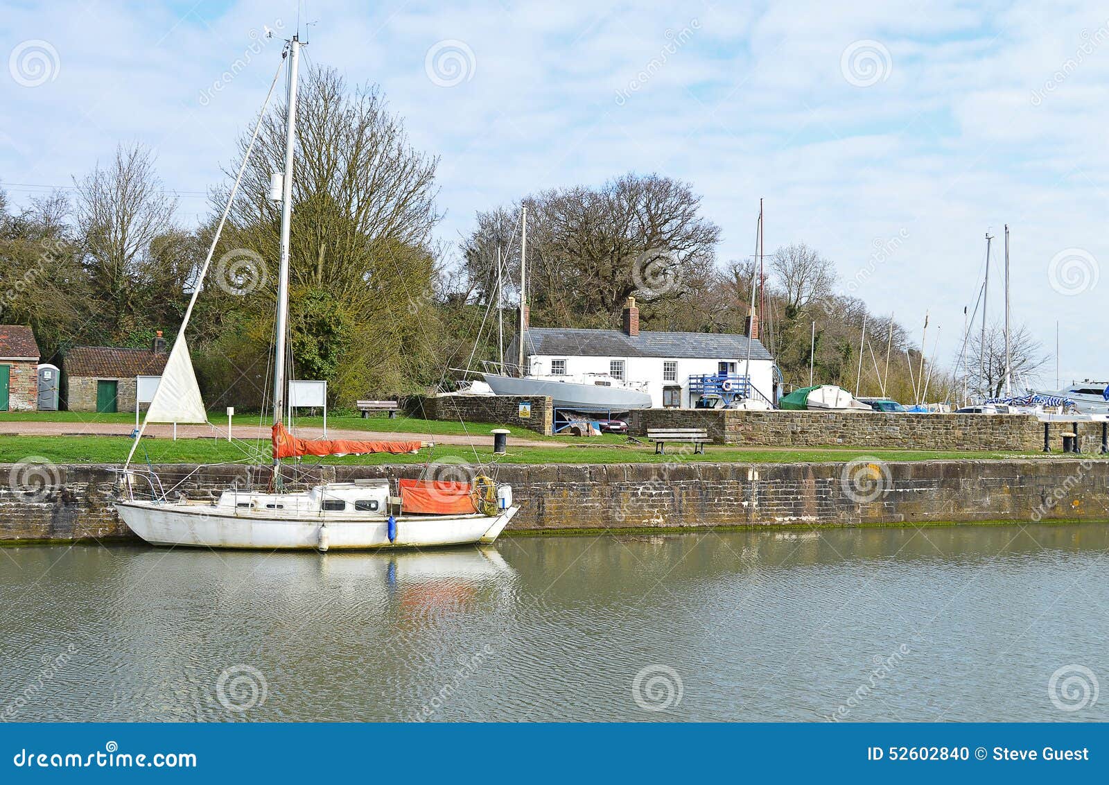 A Sailing Boat at the Harbour Wall Stock Photo - Image of countryside ...