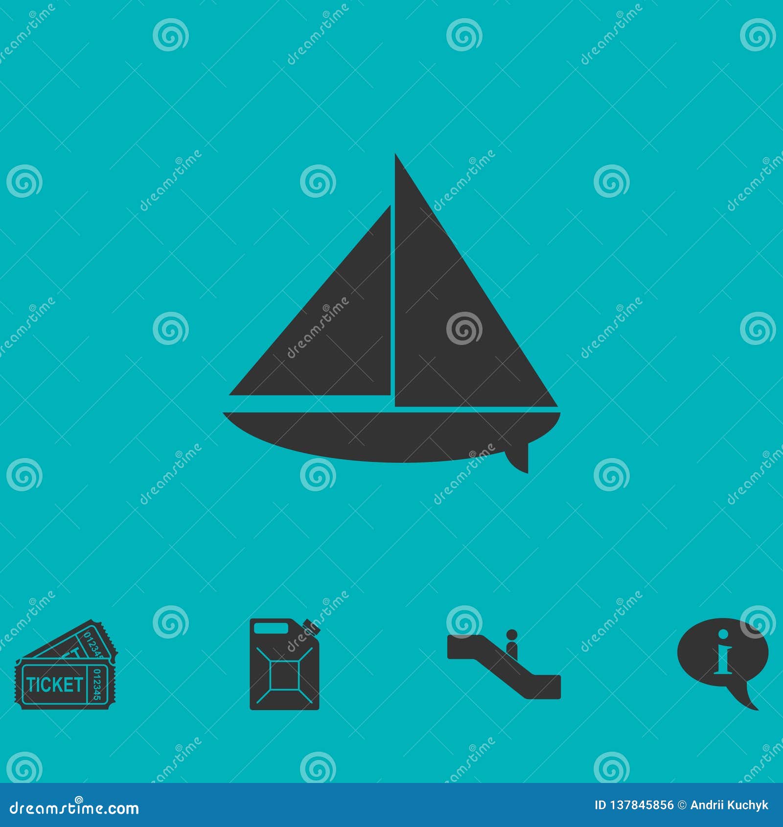 Sailing boat icon flat stock vector. Illustration of freedom - 137845856