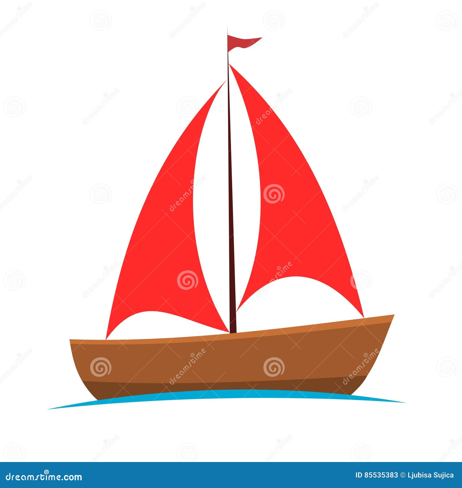 Sailing boat icon stock vector. Illustration of transport - 85535383