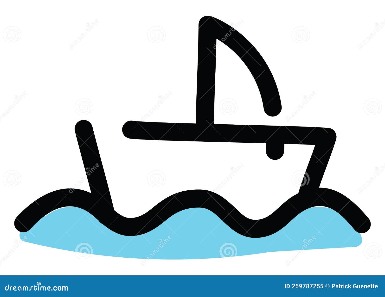 Sailing boat, icon stock vector. Illustration of water - 259787255