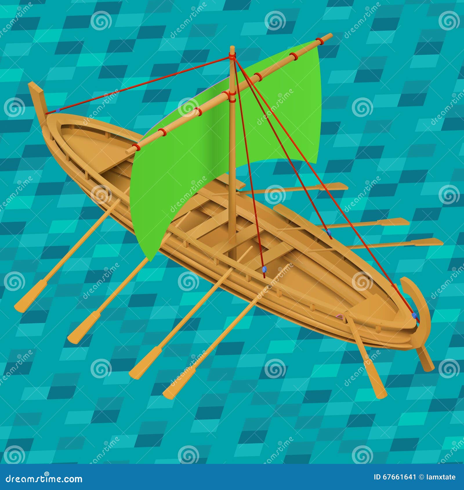 Sailing Boat Isometric Vector Illustration Stock Vector - Illustration ...