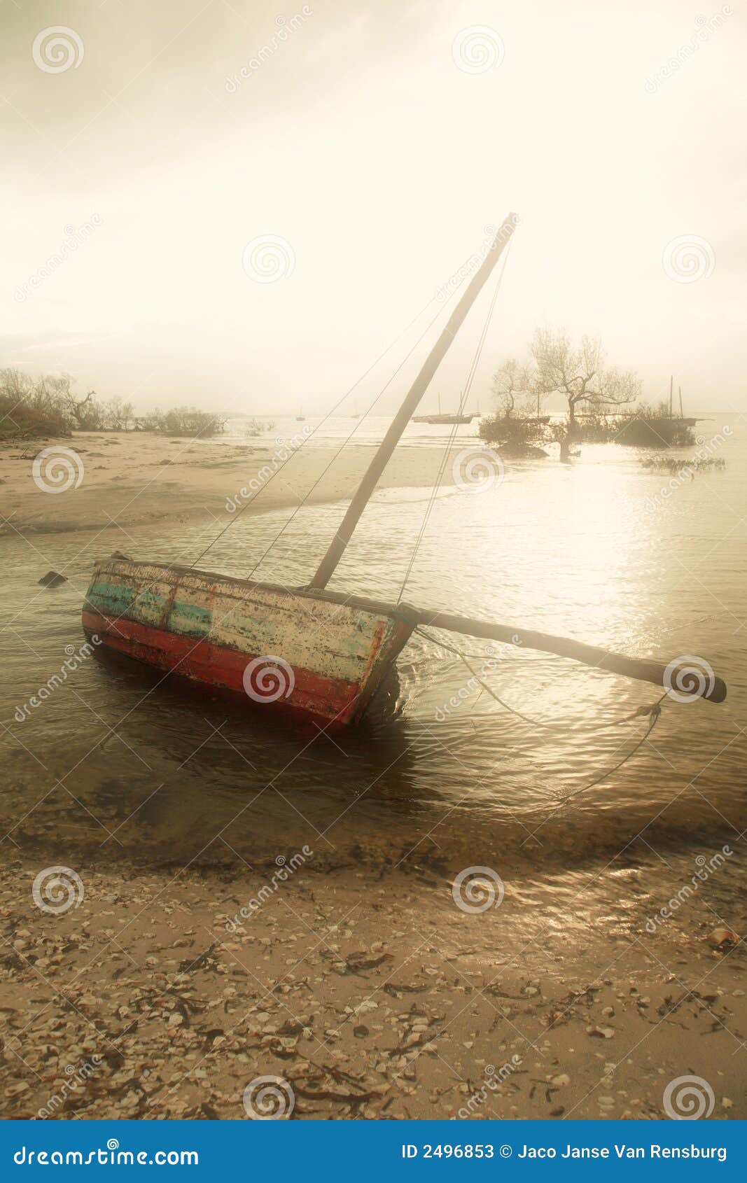 Sailing boat in the mist stock image. Image of blue, breakthrough - 2496853