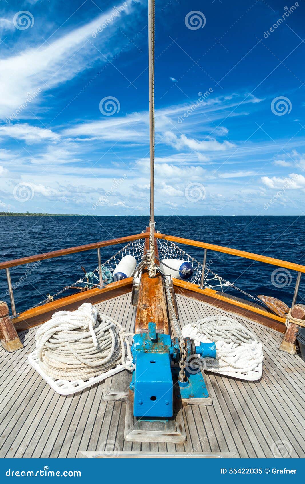Sailing boat on the ocean stock image. Image of detail - 56422035