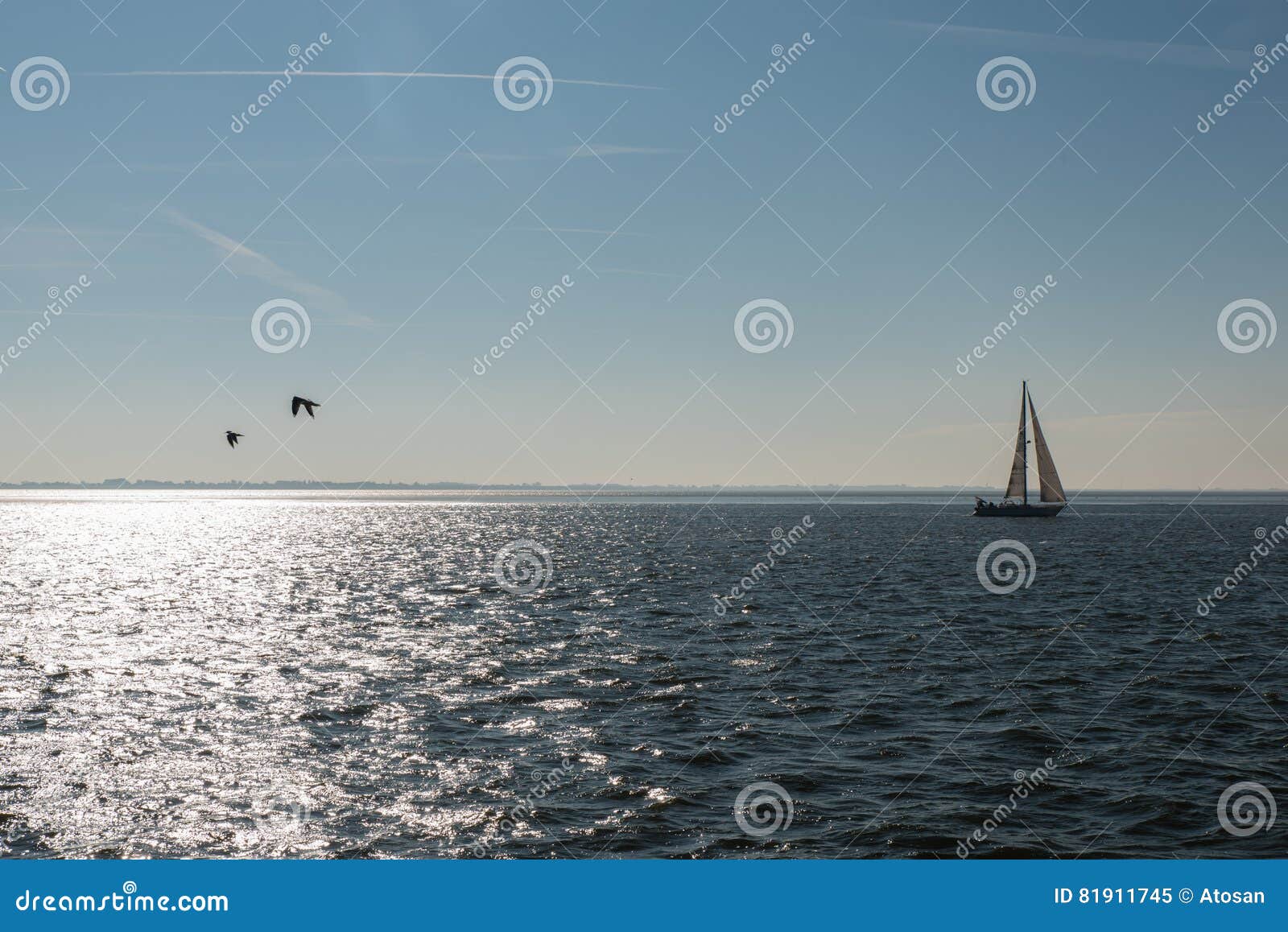 Sailing Boat at an Open Sea Stock Image - Image of landscape, crew ...