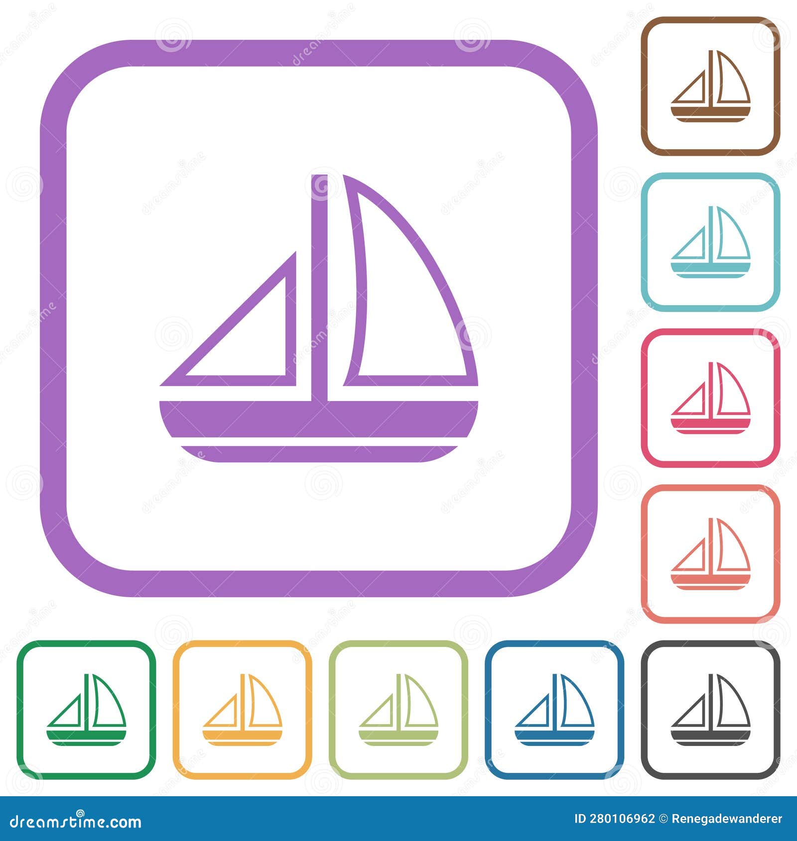 Sailing Boat Outline Simple Icons Stock Vector - Illustration of glyph, logotype: 280106962