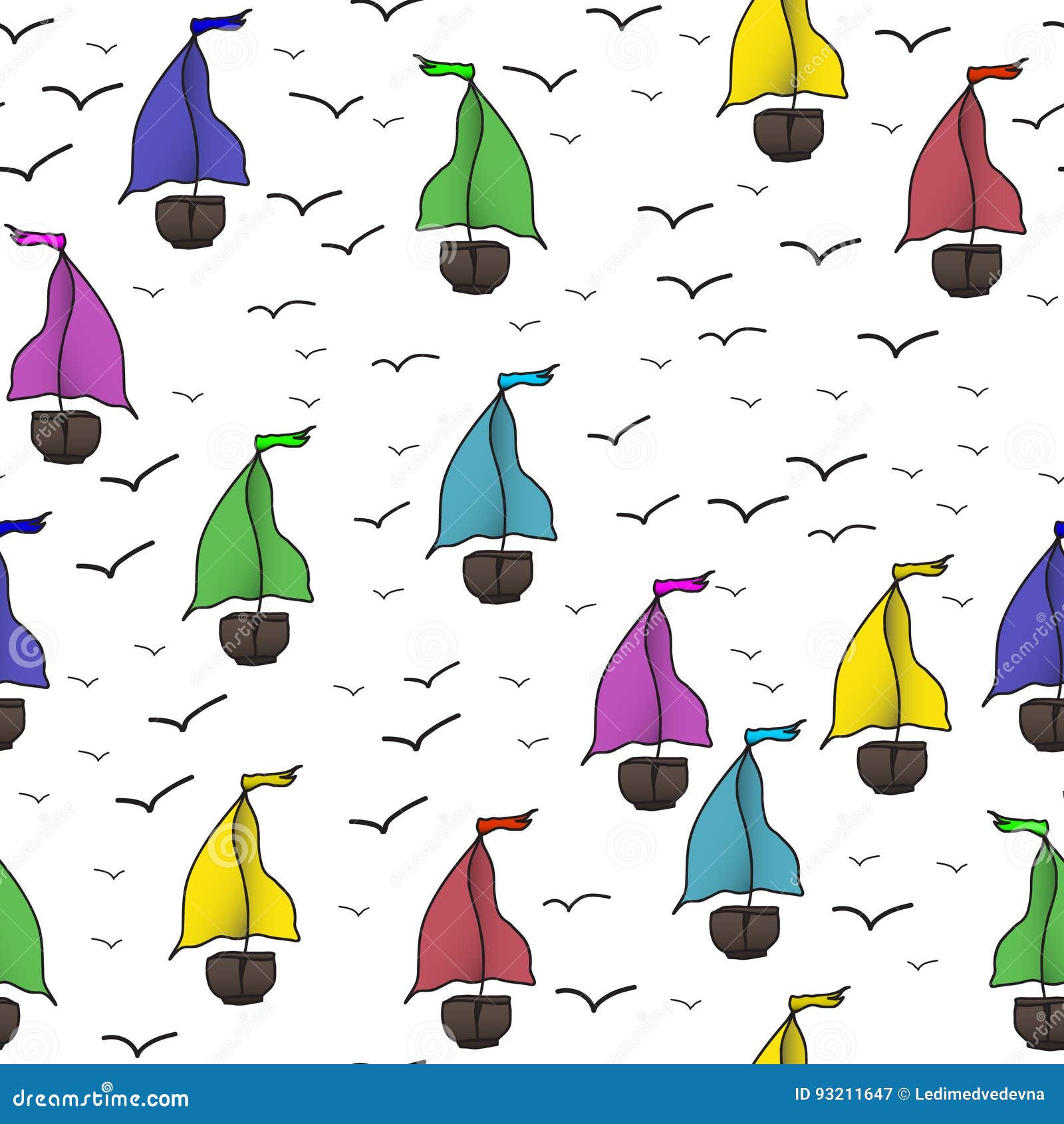 Sailing boat pattern stock vector. Illustration of small - 93211647