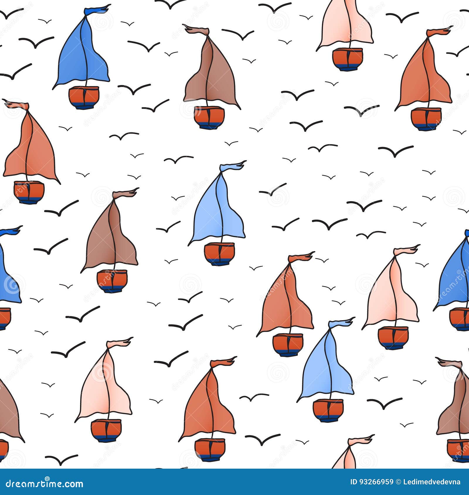 Sailing boat pattern stock vector. Illustration of seamless - 93266959