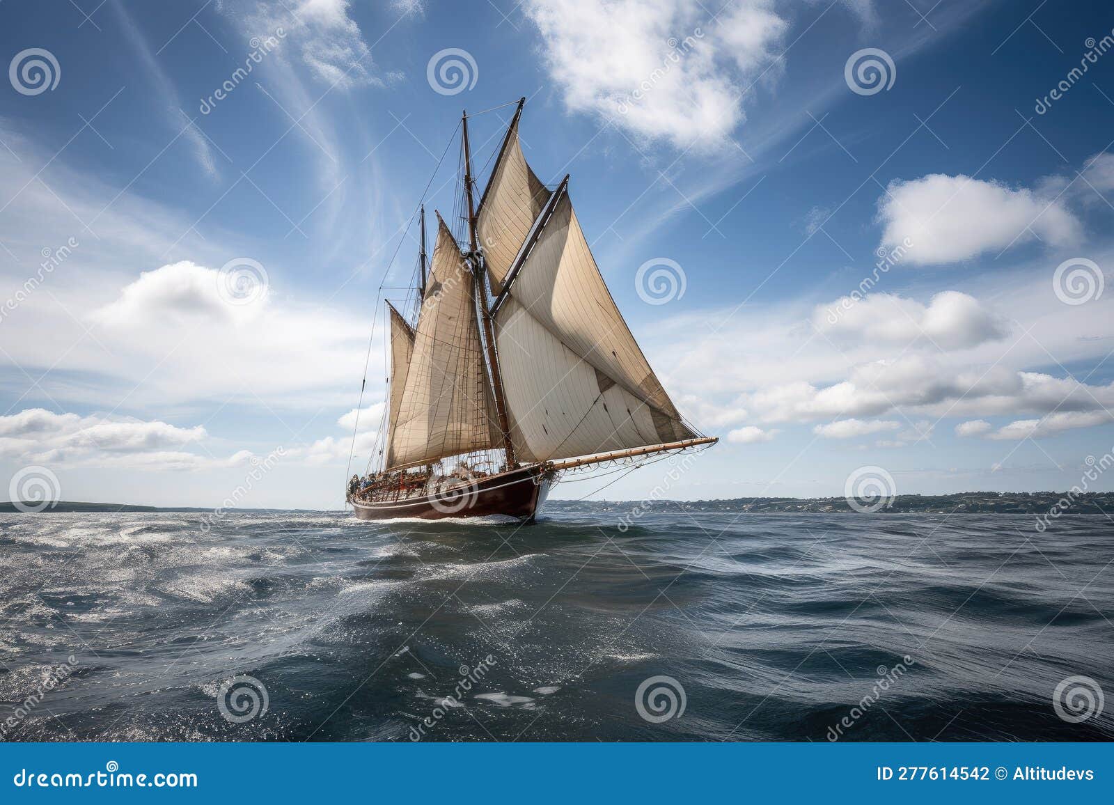 Sailing Boat, with Sails Unfurled, Gliding Across the Water Stock ...