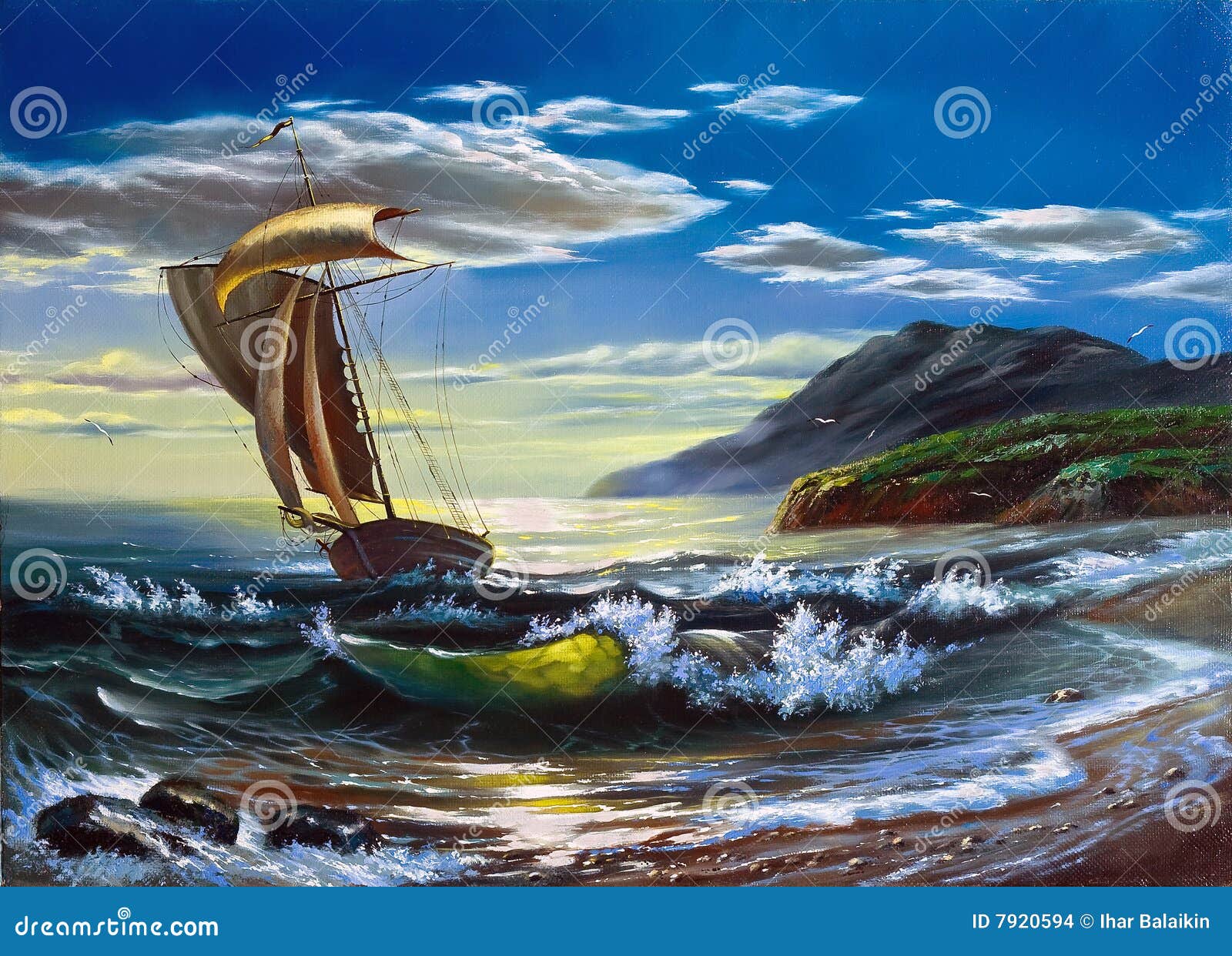 Sailing Boat Scene Vector Sketch | CartoonDealer.com #85697146