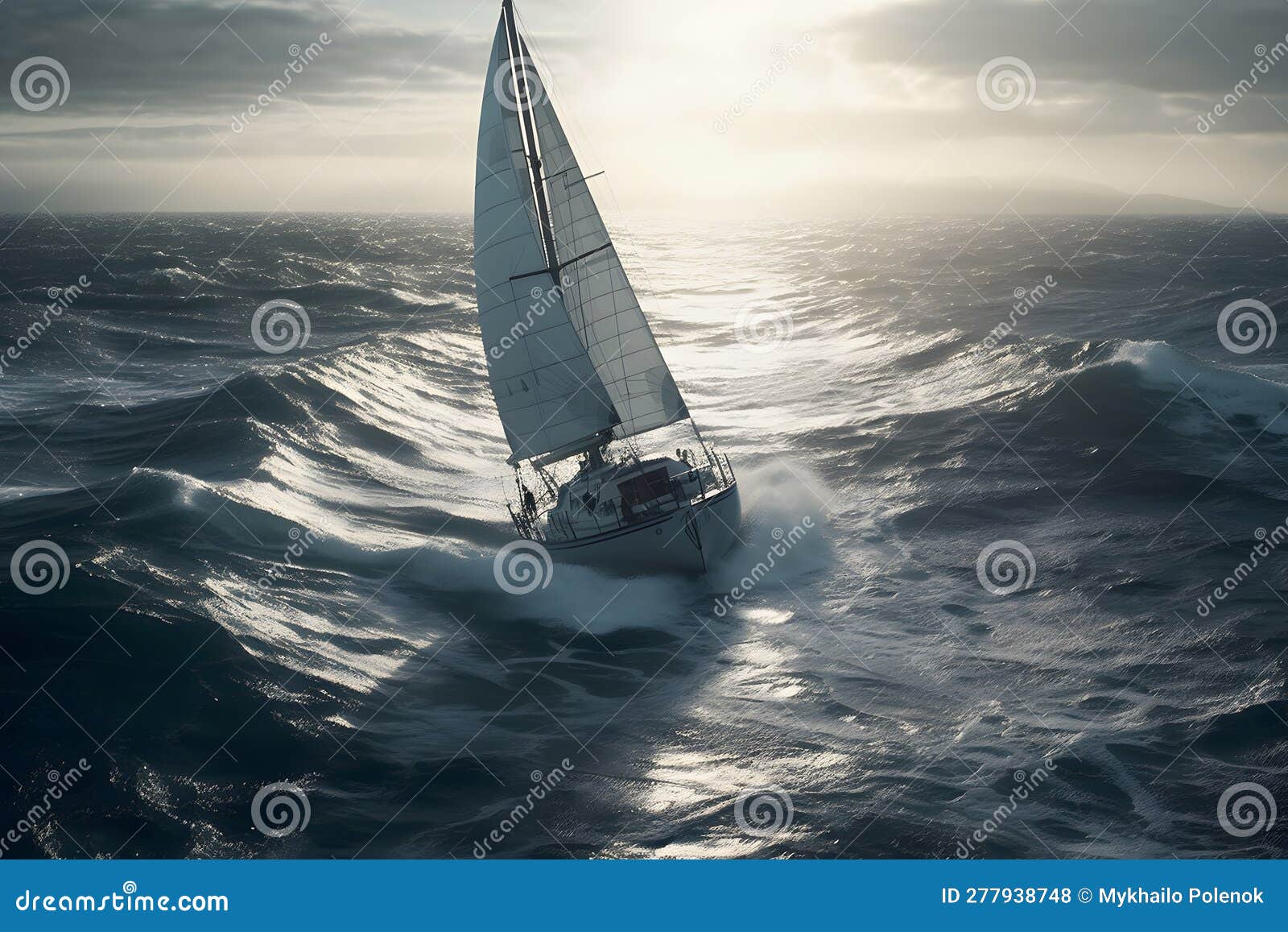 Sailing Boat at Sea. Neural Network AI Generated Stock Illustration ...
