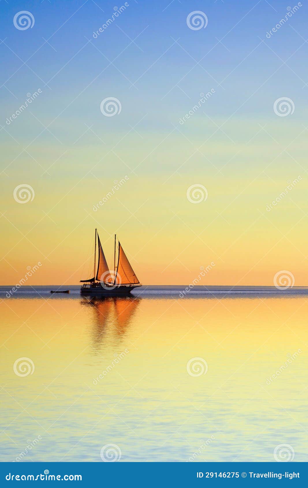 Sailing Boat on a Tropical Ocean at Twilight Stock Image - Image of ...