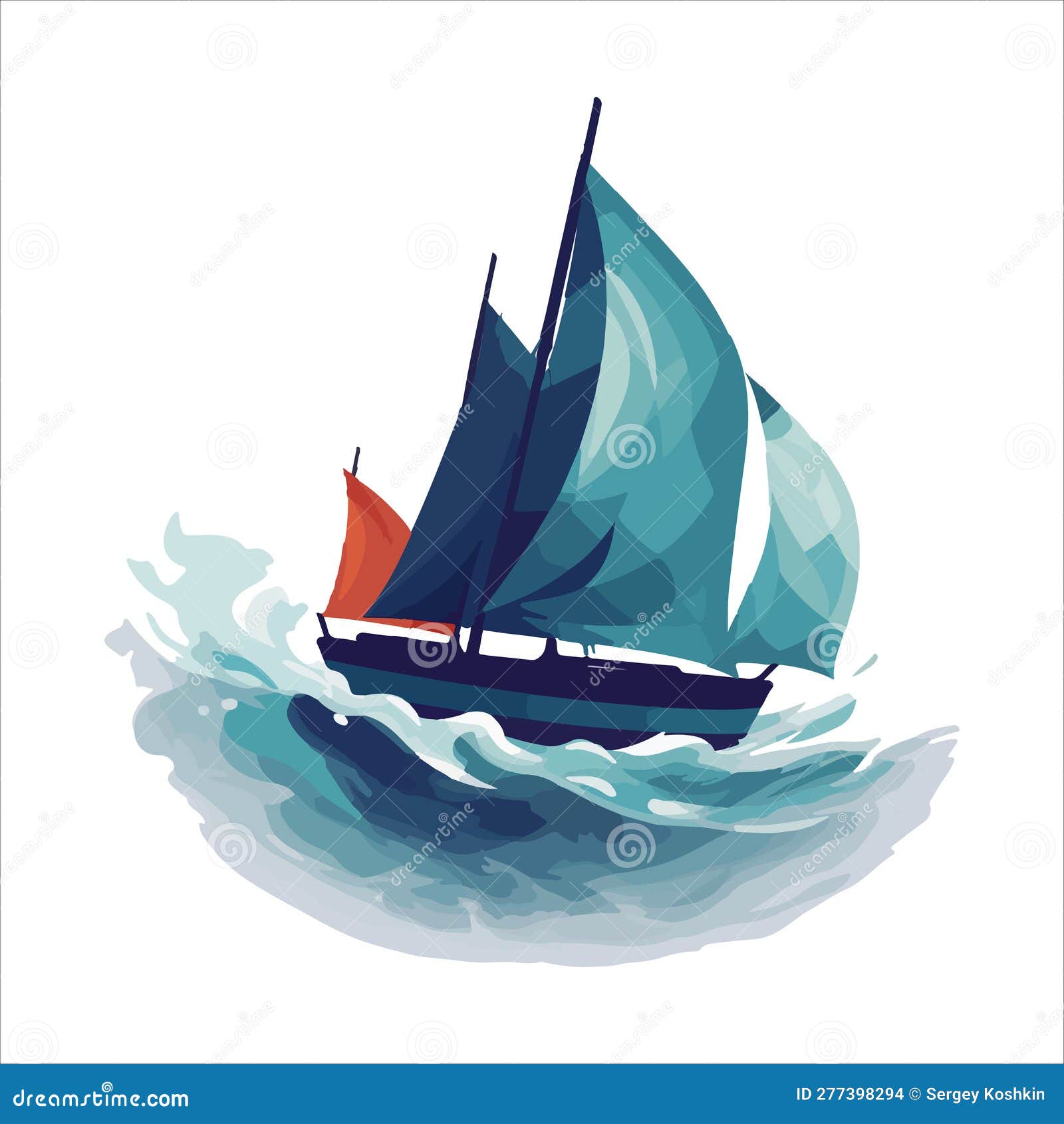 Sailing Boat on the Water, Vector Logo, Colored Caravelle Emblem Stock ...