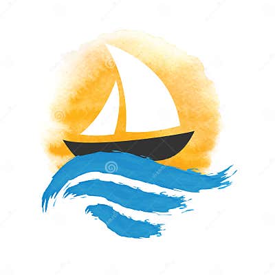 Sailing Boat on the Water, Vector Logo Stock Vector - Illustration of ...