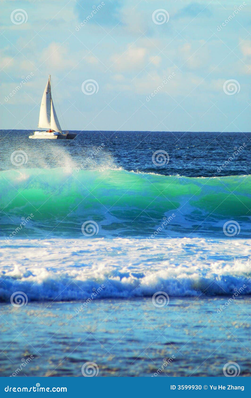 Sailing Boat and Wave stock photo. Image of coast, sand - 3599930