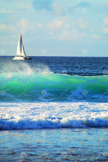Sailing Boat and Wave stock photo. Image of coast, sand - 3599930
