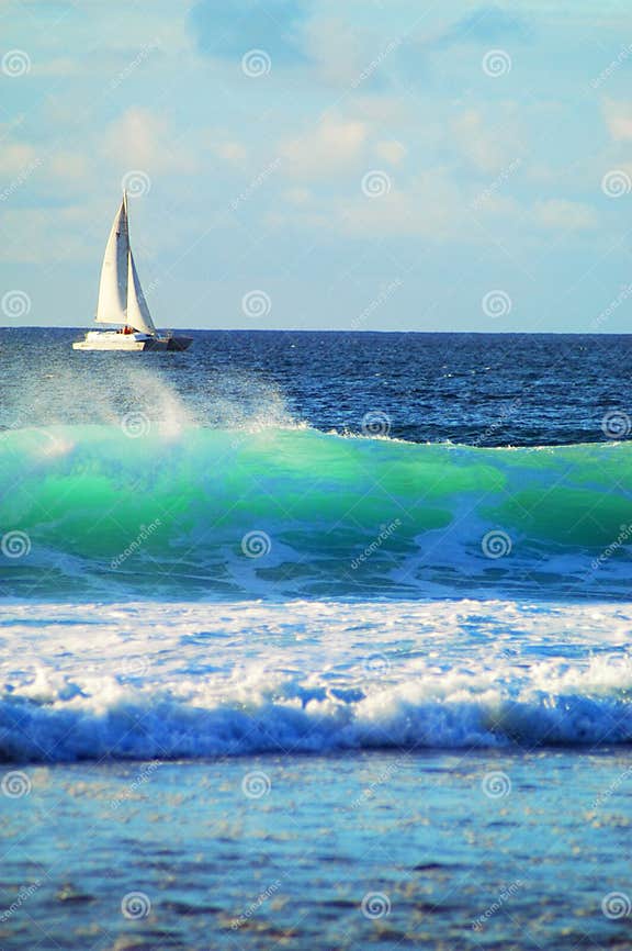 Sailing Boat and Wave stock photo. Image of coast, sand - 3599930