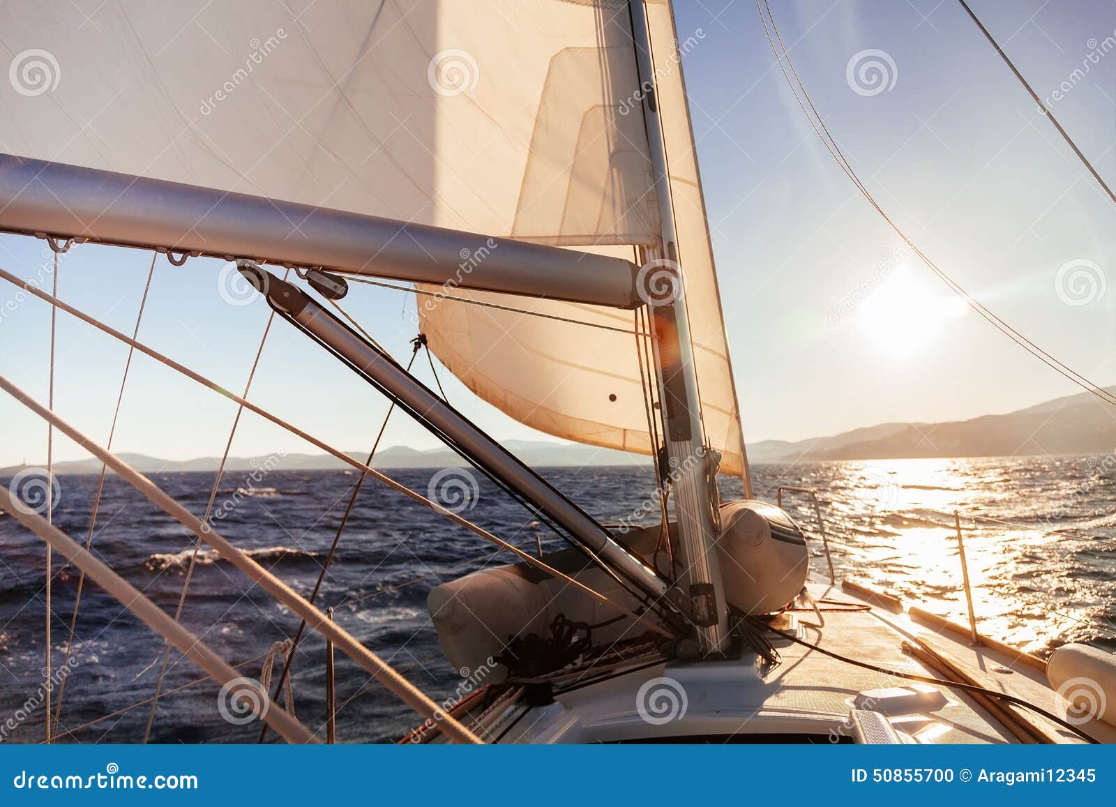 Sailing Boat Wide Angle View in the Sea Stock Photo - Image of racing ...
