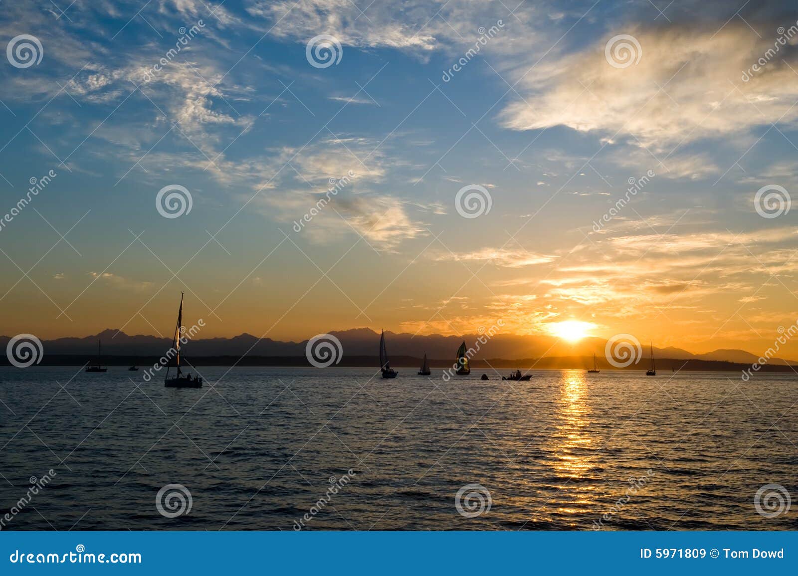 Sailing boats at sunset stock image. Image of ocean, peaceful - 5971809