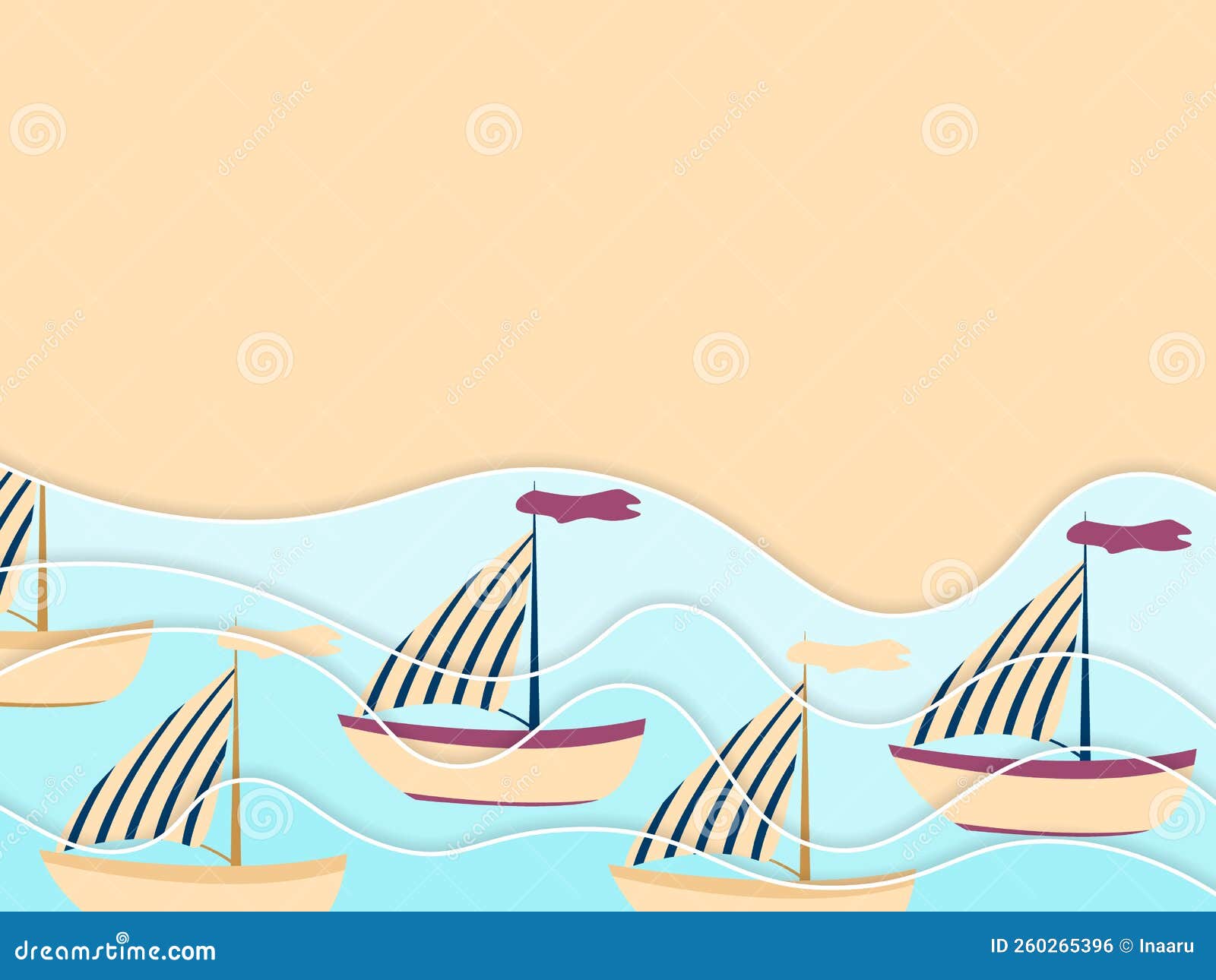 Sailing boats in the waves stock vector. Illustration of beach - 260265396