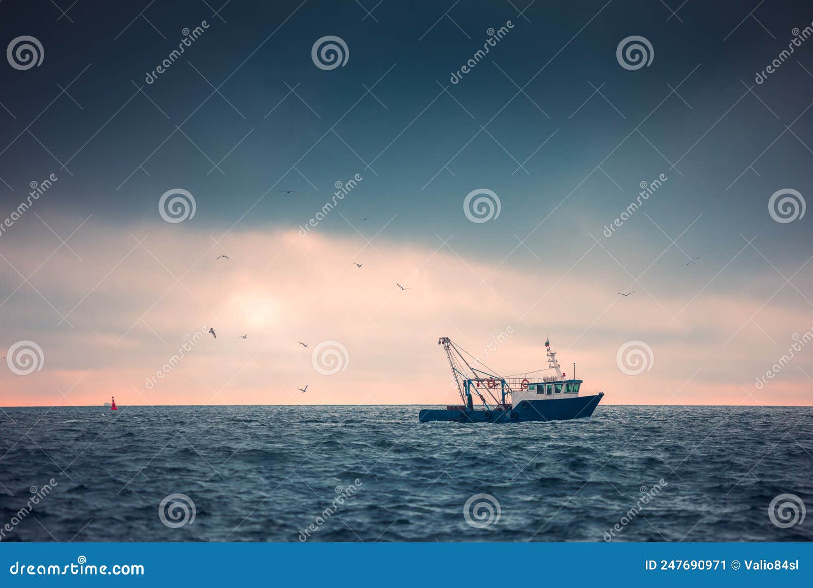 Sailing Cargo Ship and Waves at Sunrise. Transportation. Logistics ...