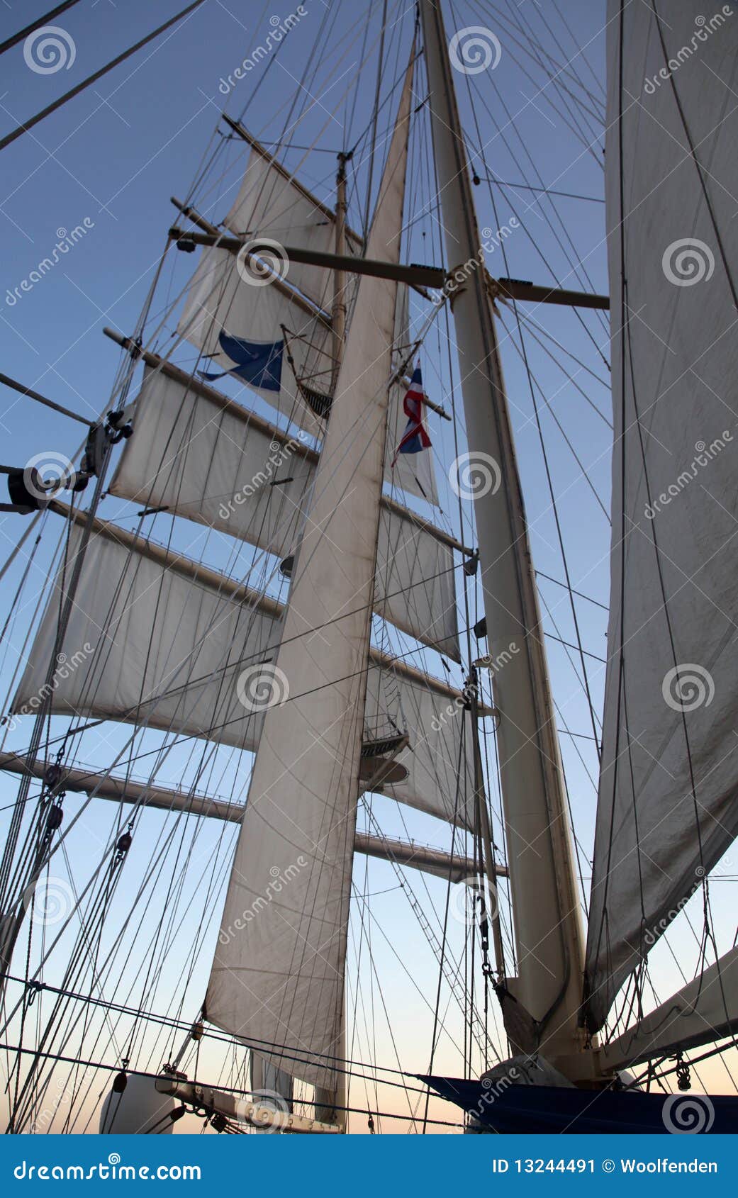 Sailing on a Clipper ship stock image. Image of ropes - 13244491