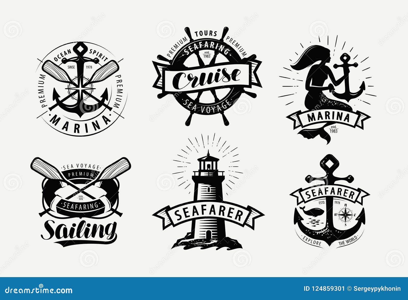 Marine Concept. Nautical Pictures Fish Boat Sea Captain Yacht Circle ...