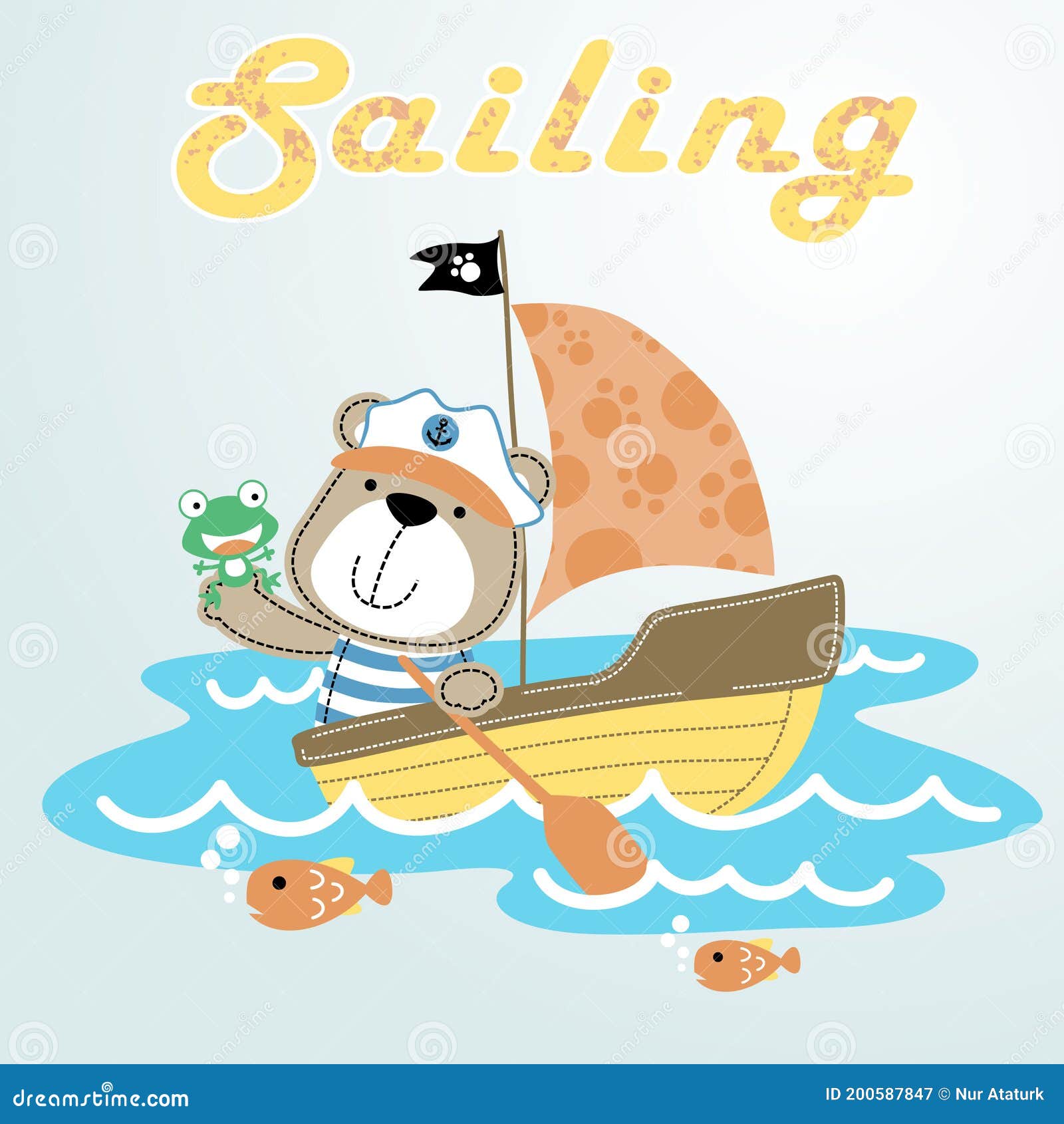 Cartoon of Sailing with Cute Animals on Sailboat Stock Vector ...