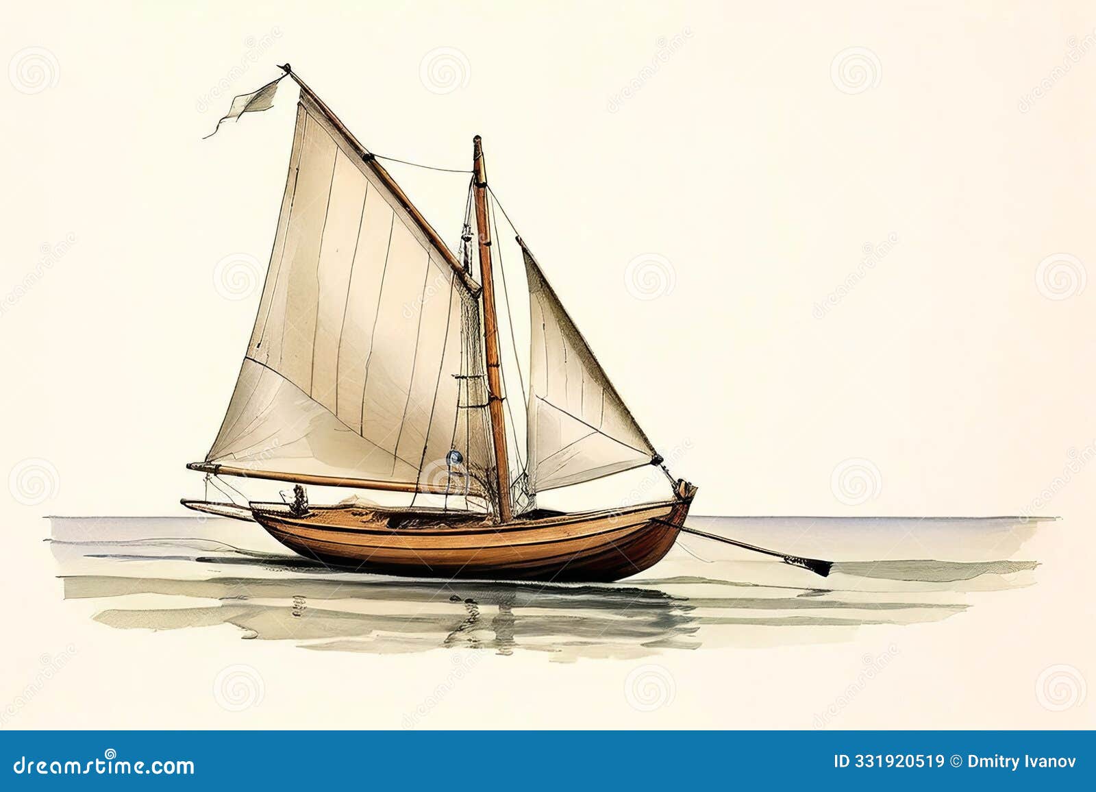 A Sailing Dinghy with a Single Mast and a Simple Rigg Stock ...