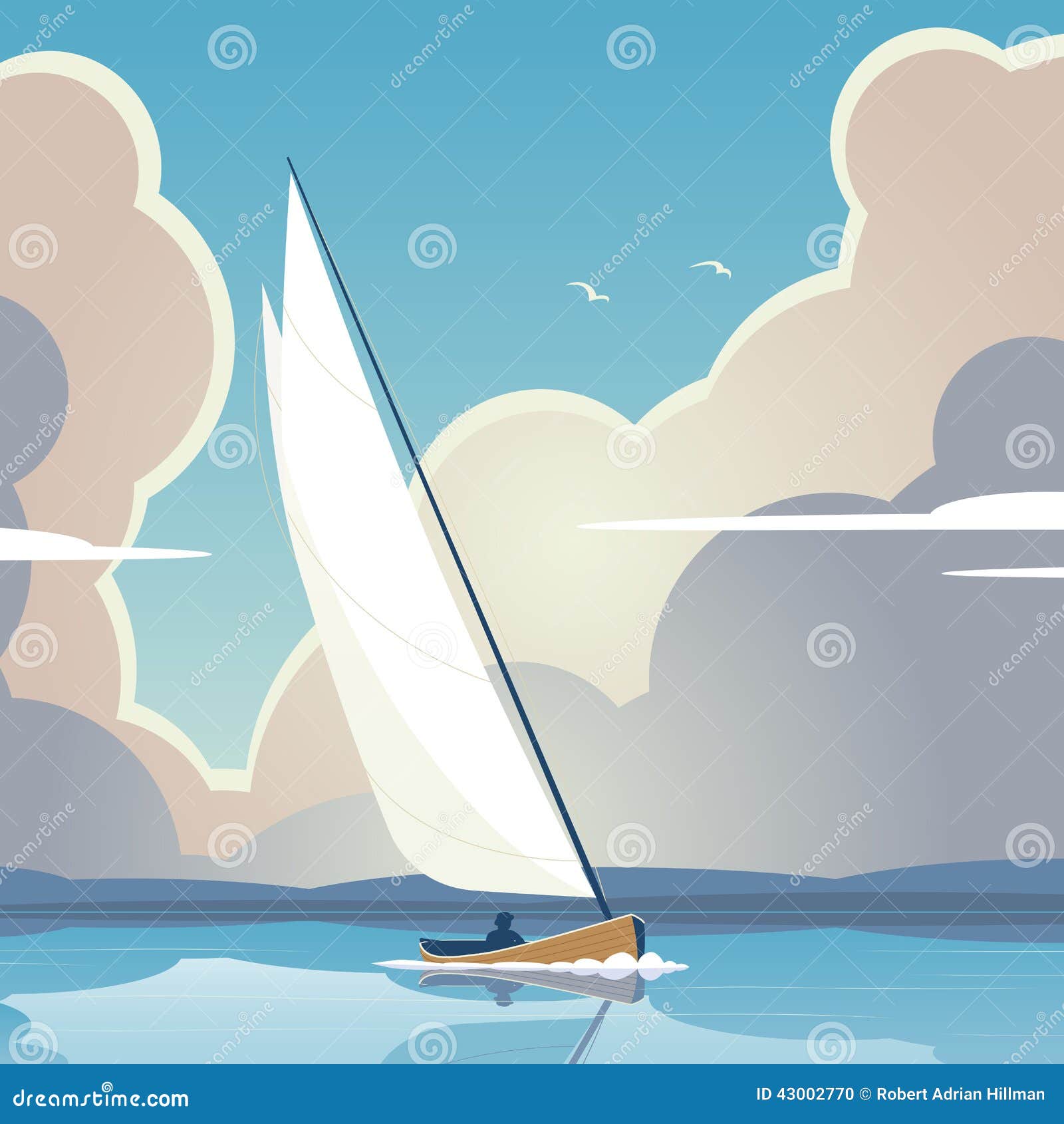 Sailing stock vector. Illustration of boat, landscape - 43002770