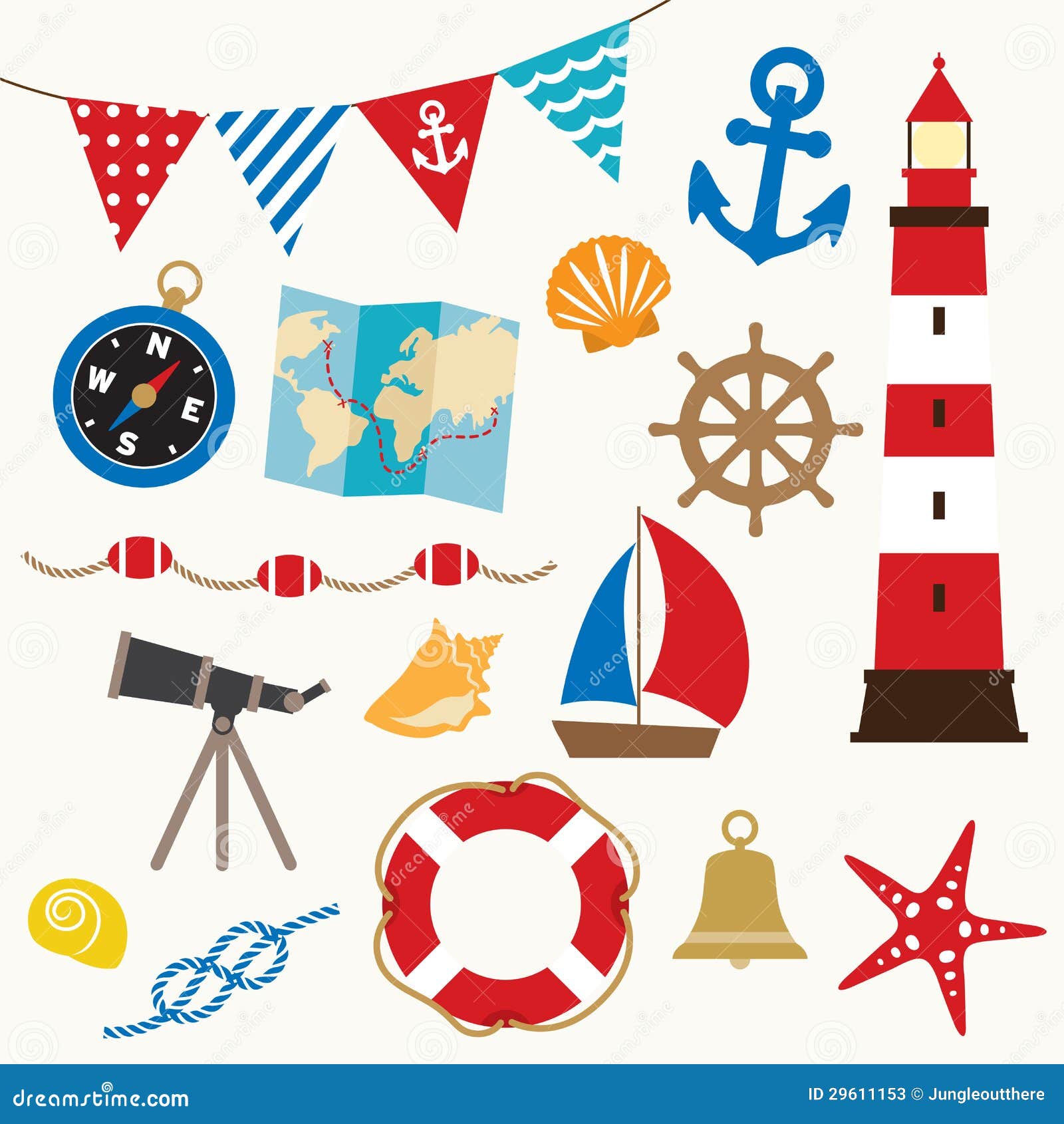 Sailing Elements stock vector. Illustration of lighthouse - 29611153