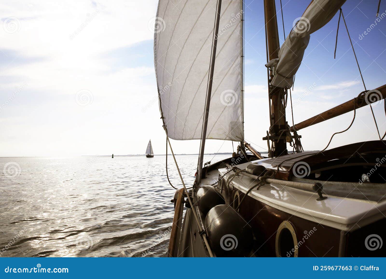 Sailing a Flat Bottom Yacht Stock Image - Image of working, bottomed ...