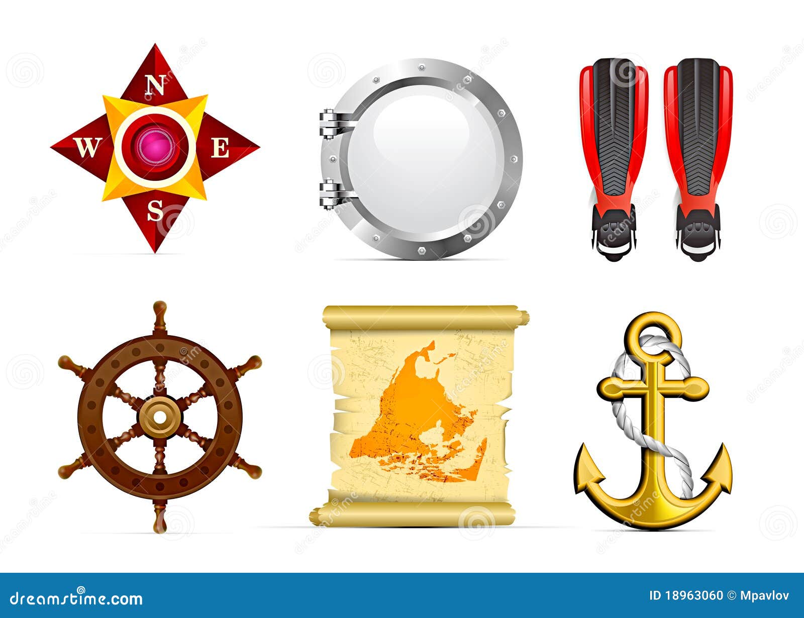 Sailing icon set stock vector. Illustration of porthole - 18963060