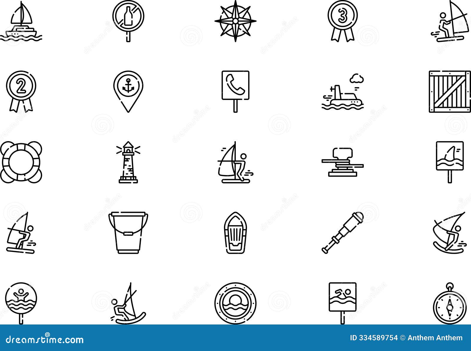 Sailing Icons Collection is a Vector Illustration with Editable Stroke ...