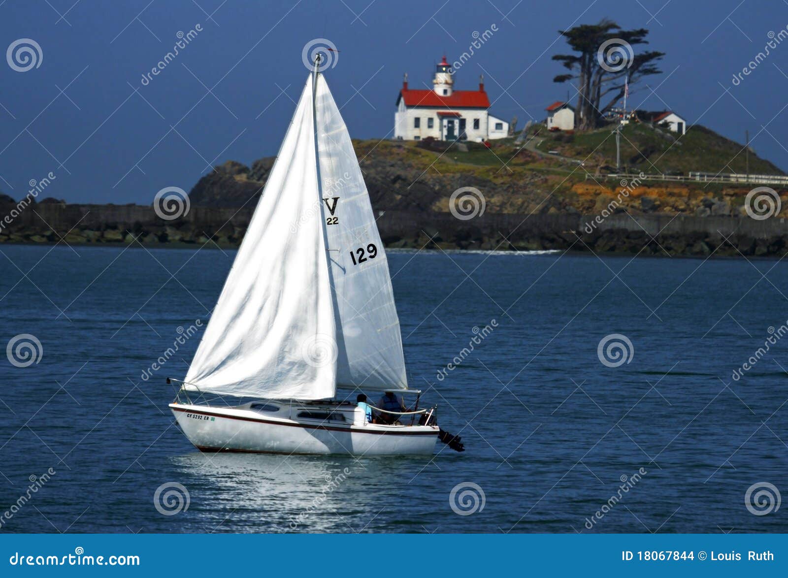 Sailing by the Lighthouse stock photo. Image of boats - 18067844