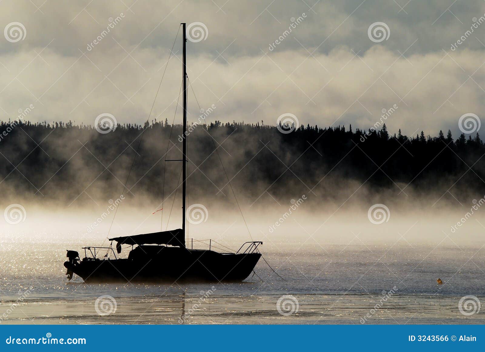Sailing into the Mist stock photo. Image of ship, lake - 3243566