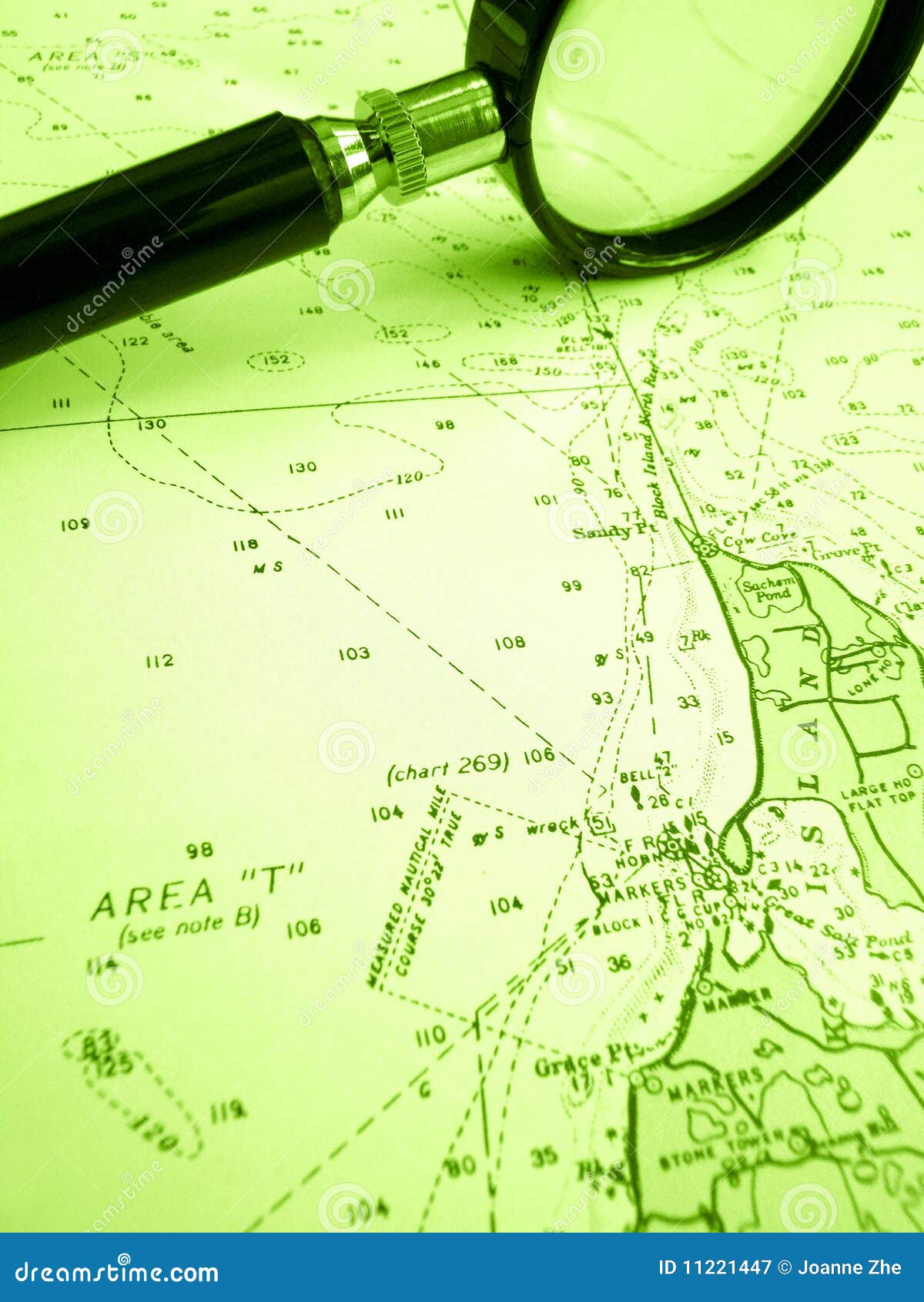 Sailing Navigation Chart with Magnifier Stock Image - Image of islands ...