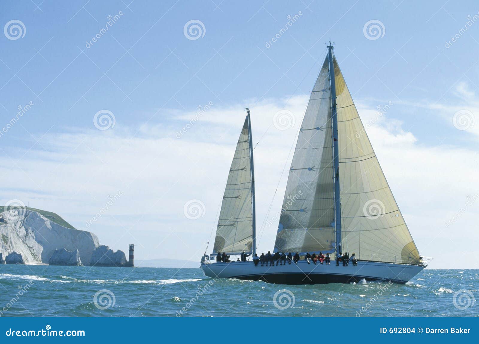 Sailing by the Needles stock photo. Image of captain, boat - 692804