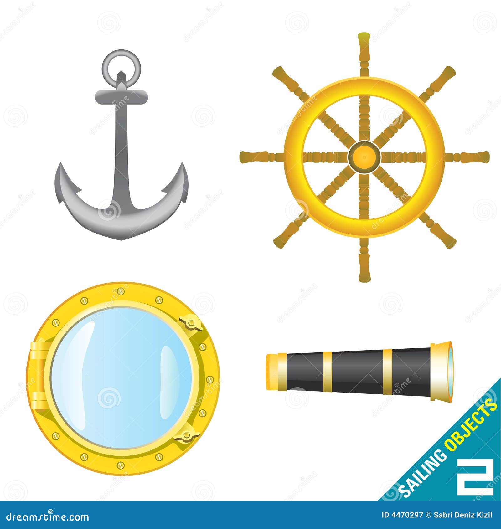 Sailing objects 2 stock vector. Illustration of route - 4470297